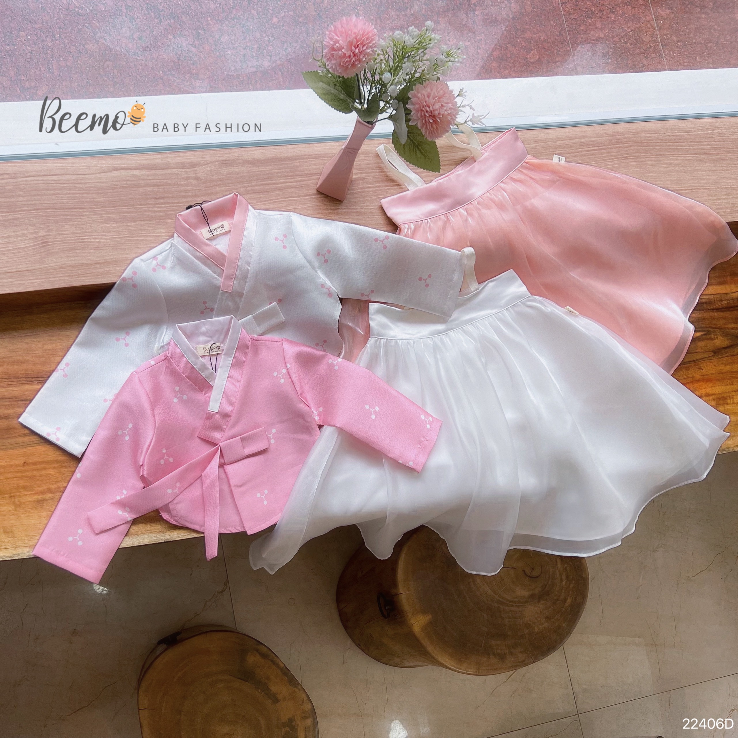 Beemo Korean hanbok set for girls, Korean tafta material, form-fitting ...