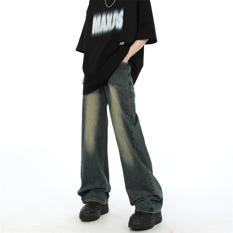 High-quality, high-waisted wide-leg men's jeans, beautiful denim ...