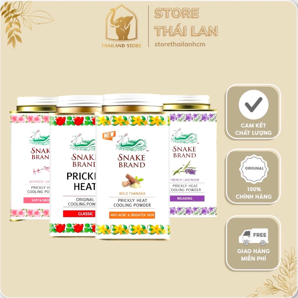 Snake Brand Prickly Heat Cold Powder 140g Thailand Supports Oil Control ...