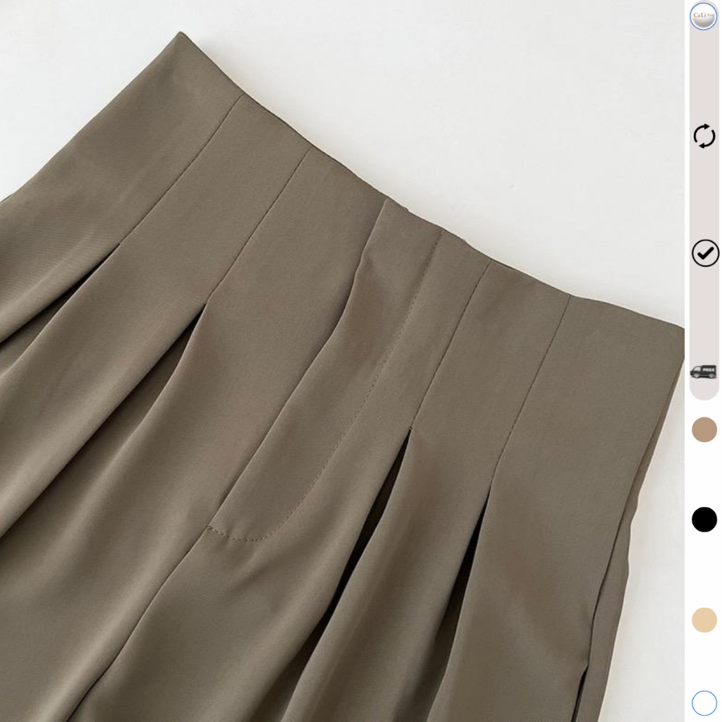Women's wide-leg, straight-waisted, pleated trousers made of high ...