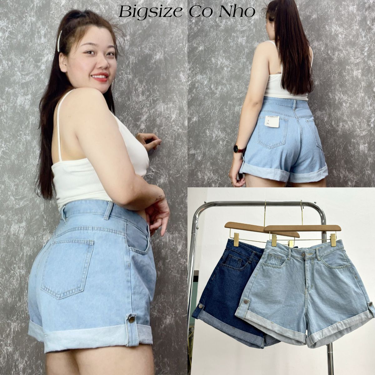 Big Size Women's Jean Shorts, Shorts Flip Back High Waist Wide Leg No ...