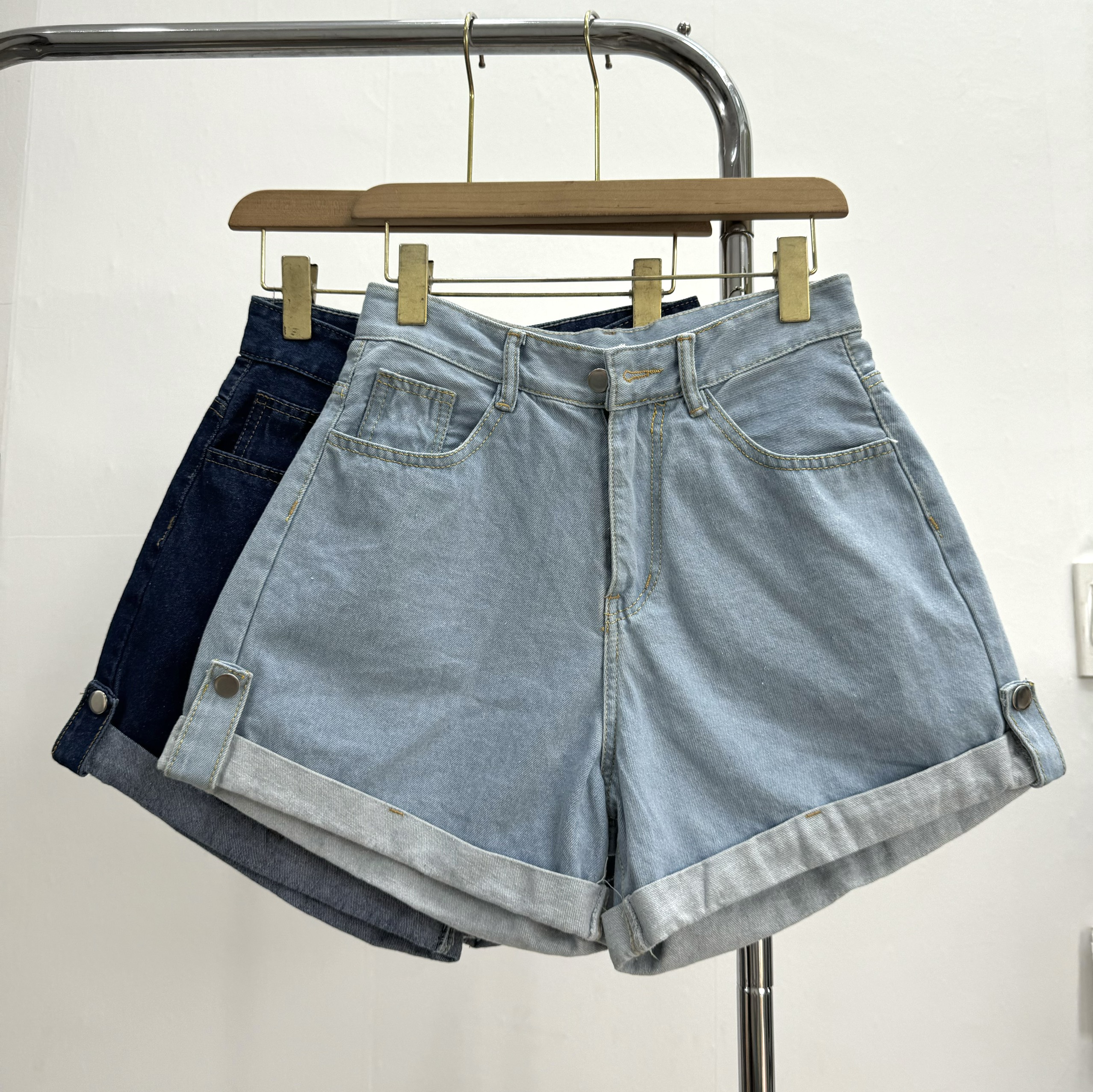 Big Size Women's Jean Shorts, Shorts Flip Back High Waist Wide Leg No ...