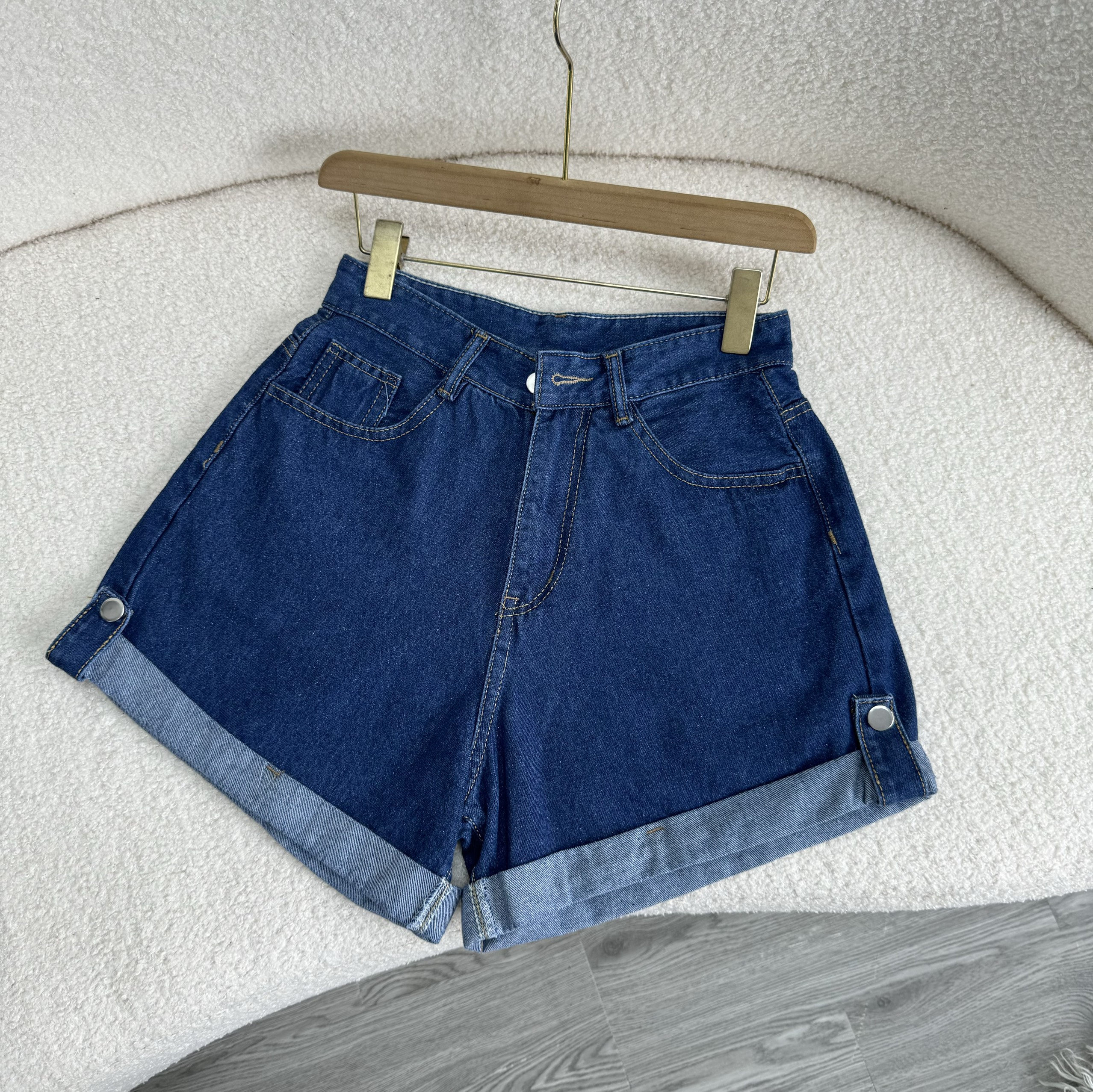 Big Size Women's Jean Shorts, Shorts Flip Back High Waist Wide Leg No ...