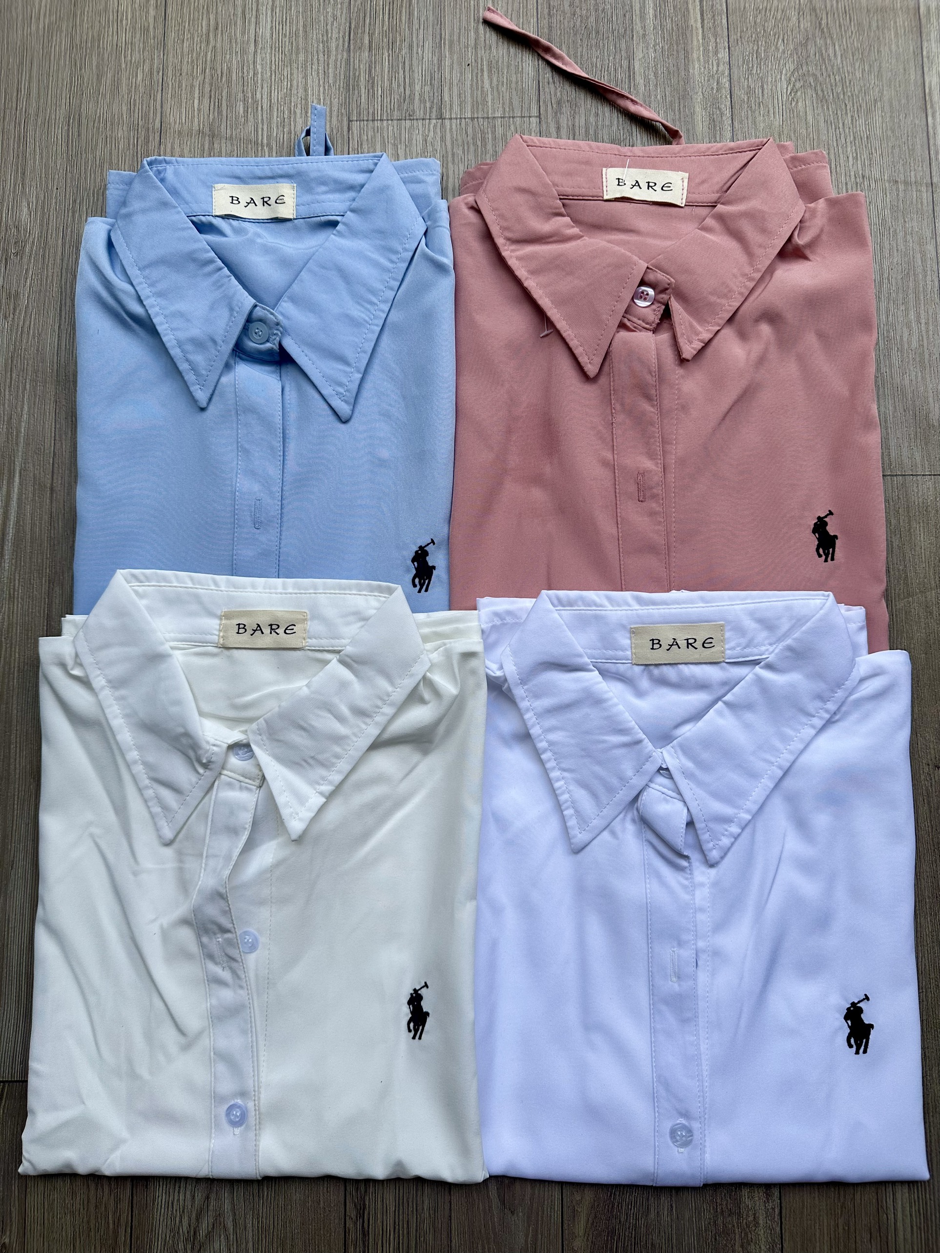 BARE_ Women's horse-embroidered mussel-sleeved shirt Korean-style ...