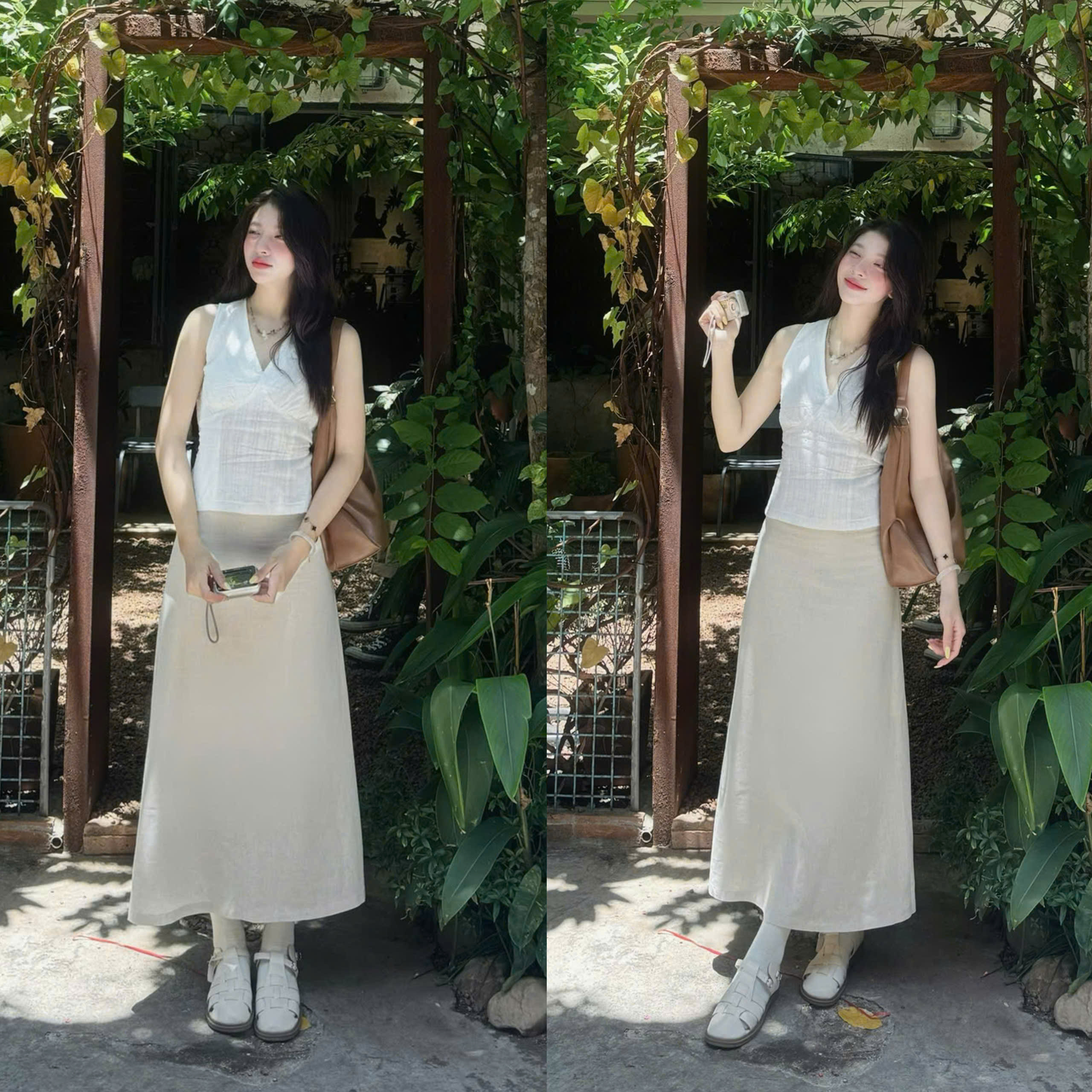 (OLDSCHOOL PHOTO) 88cm long LINEN skirt with inner lining | Shopee ...