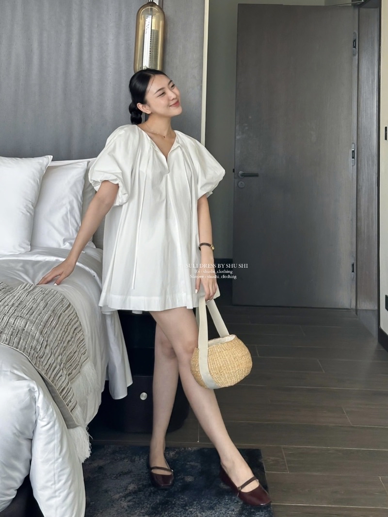 Suli Dress - Shrugged Shoulder Babydoll Dress (original photo) | Shopee ...