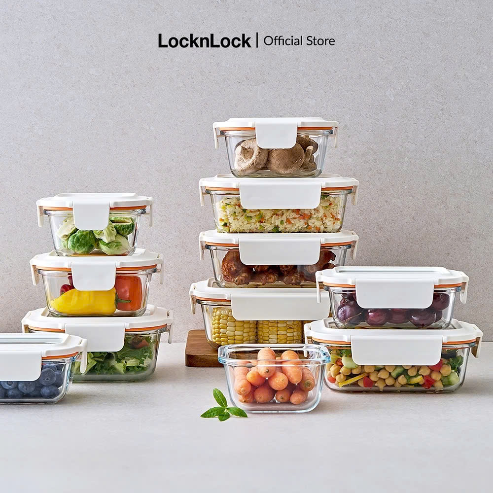 LocknLock The Cube Glass Container LTG multi-capacity Glass food ...