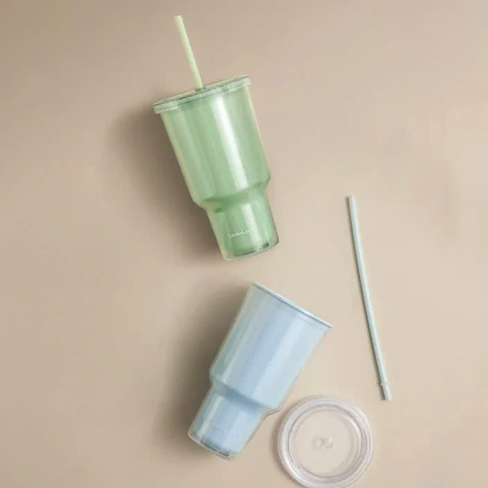 LocknLock Double Wall Cup HAP527 1L Capacity, 2 Colors, Straw Included ...