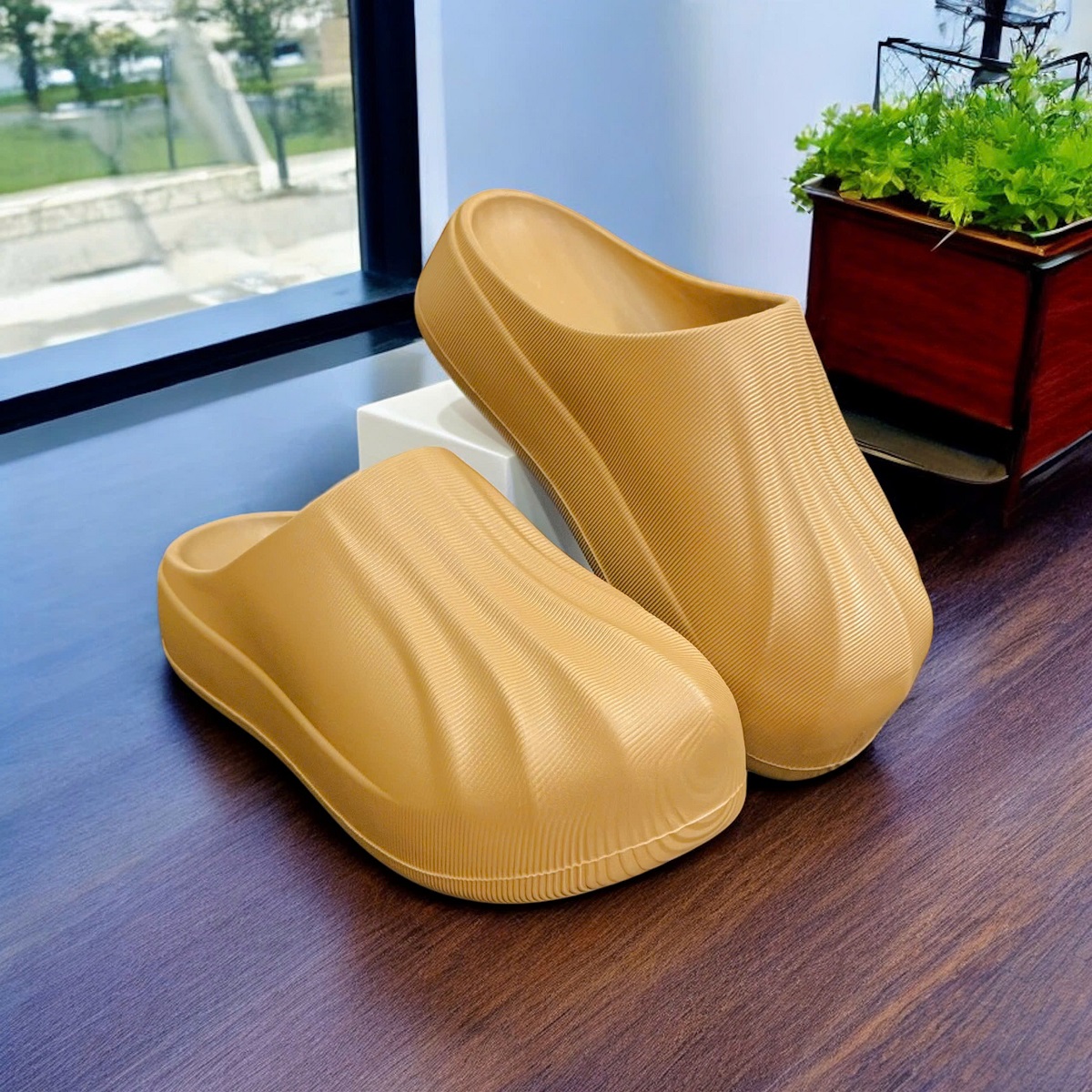 Men's and women's slippers, molded in one piece, closed toe, 4cm high ...