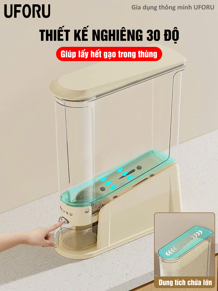 UFORU smart rice bin upgraded version with 2.0 automatic rice push ...