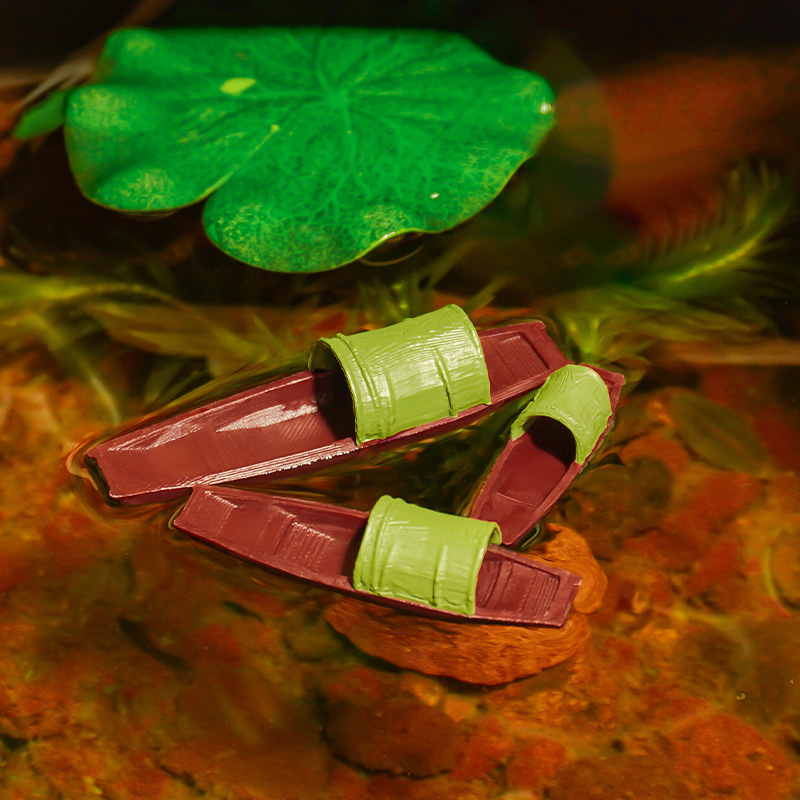 Leaf roof boat model that can be raised on water to decorate miniatures ...