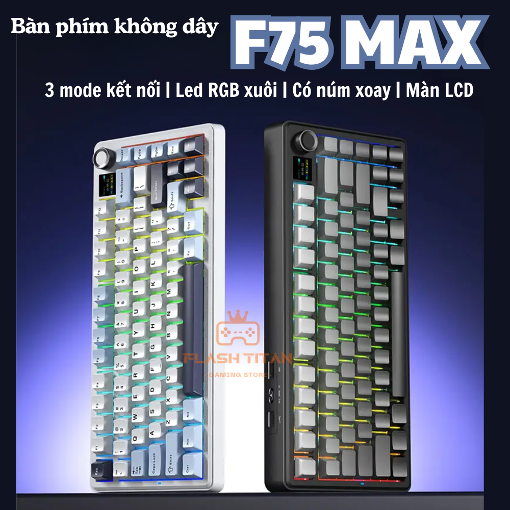 AULA F75 Max wireless mechanical keyboard - Supports hotswap - RGB forward circuit - Has rotary ...