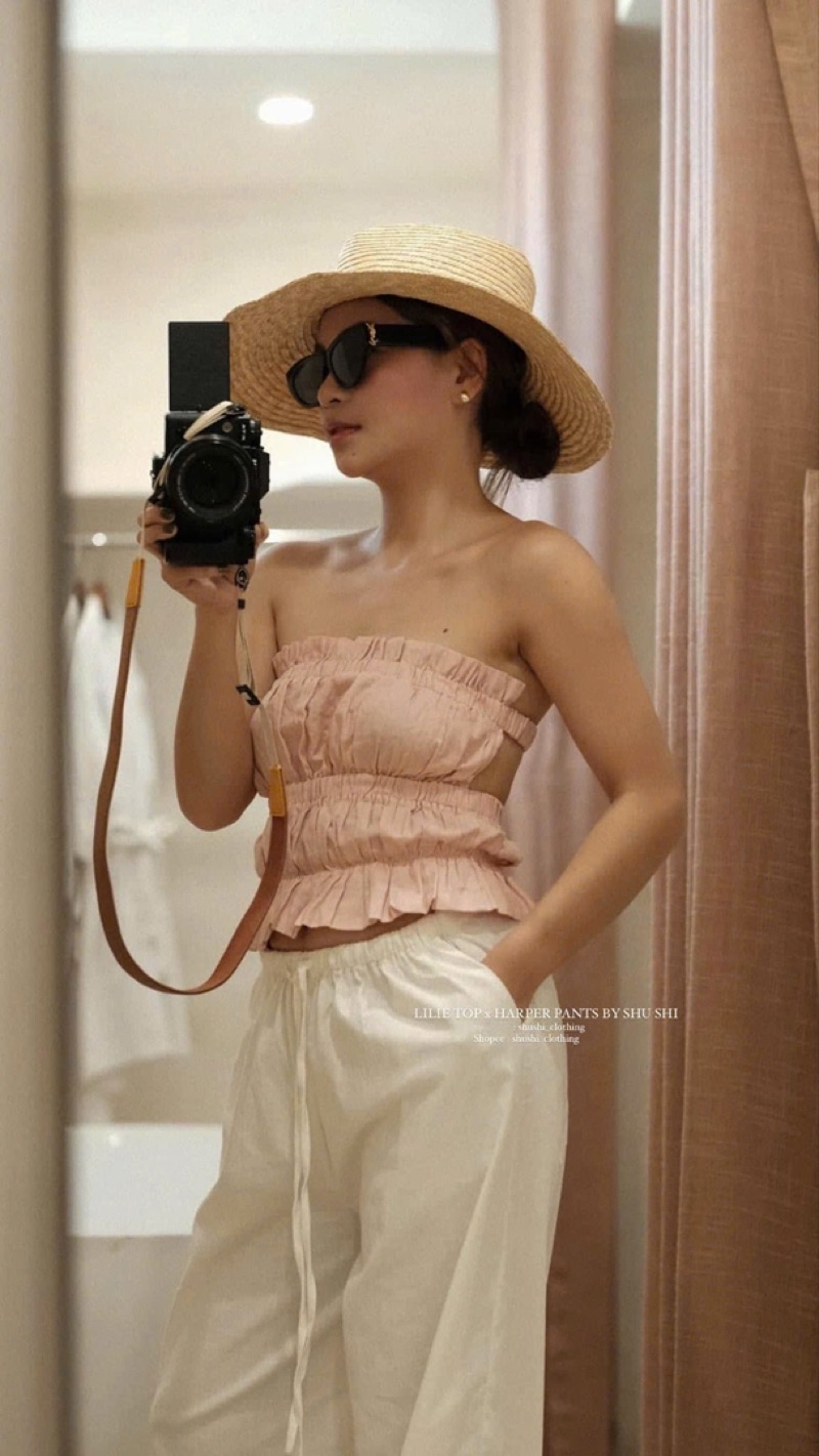 Lilie Top - Linen Backless Shrug Top (original photo) | Shopee Singapore