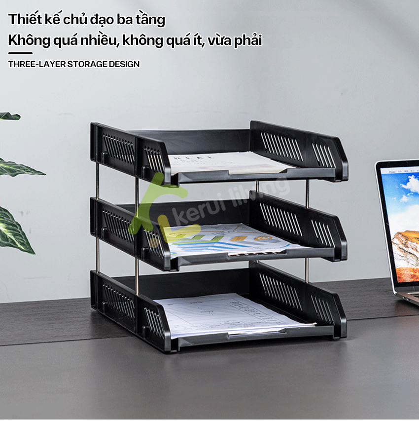 Milada 3-tier document storage shelf, 3-tier file rack, office document ...
