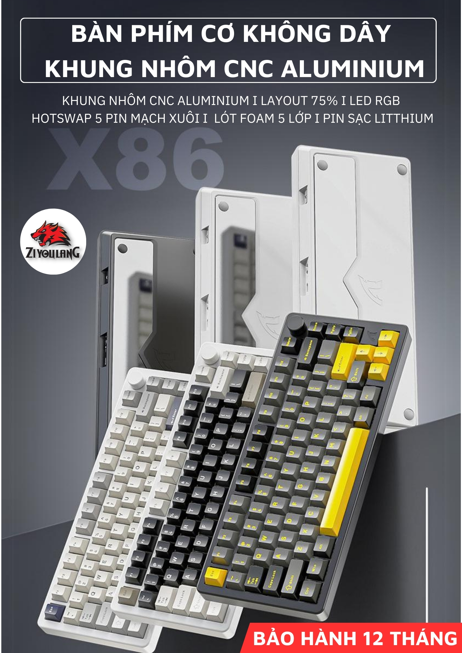 Ziyoulang Attack Shark X86 Wireless Mechanical Keyboard ALUMINUM ...
