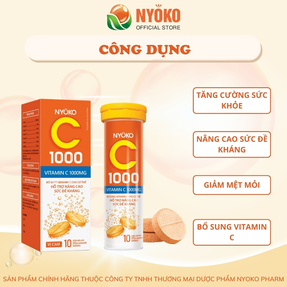 Combo of 5 tubes of orange-flavored vitamin C1000 effervescent tablets to improve health and ...