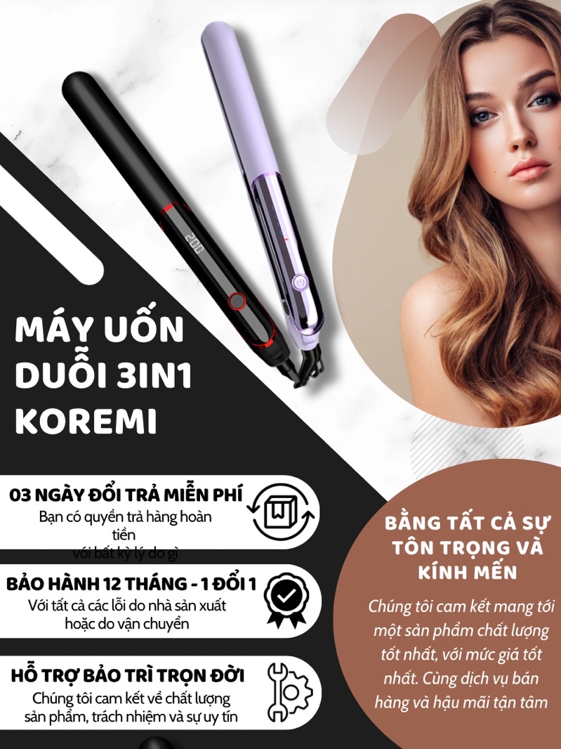 Koremi 3in1 Korean hair straightener and curler, ceramic bar ...
