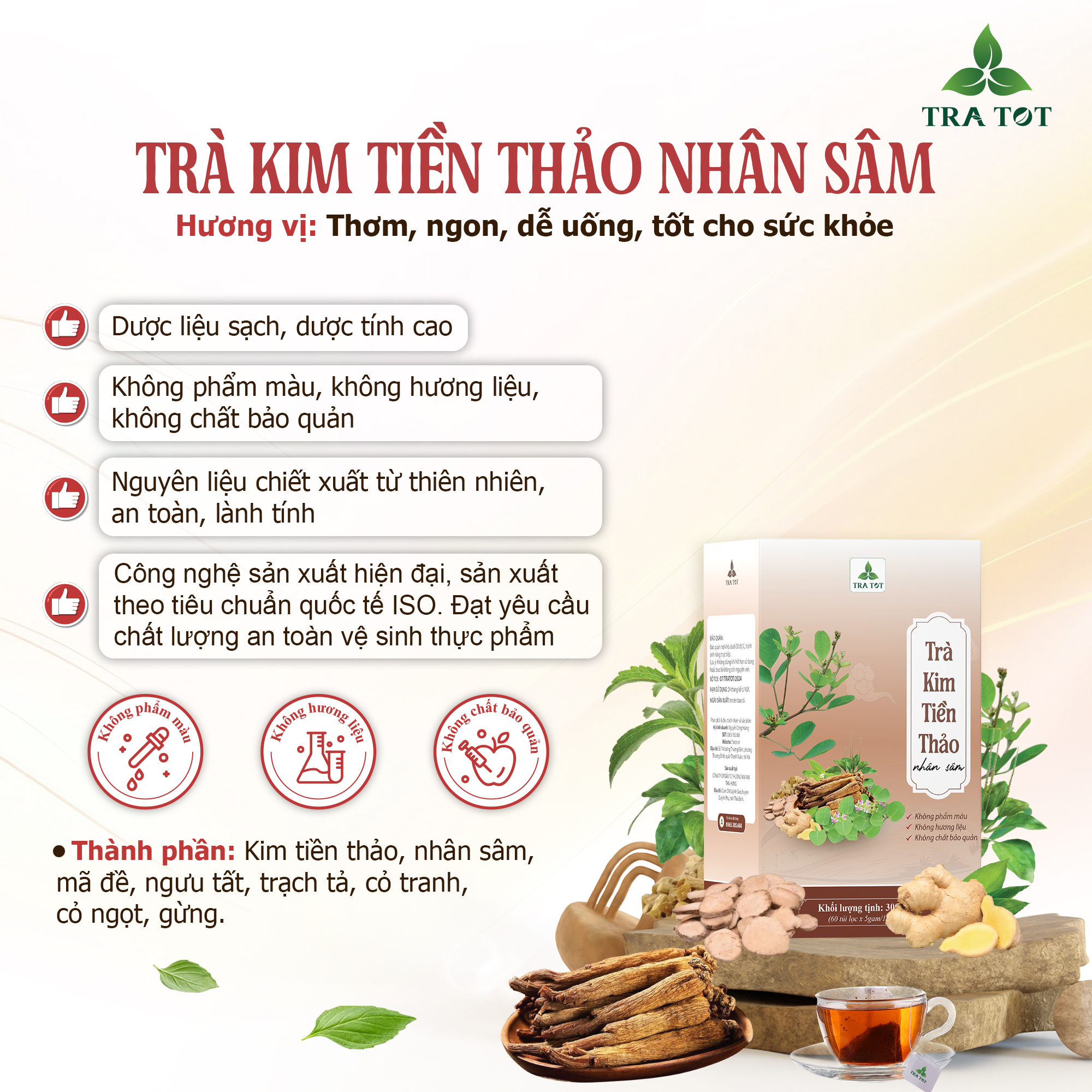 Tra TOT 8-flavored Ginseng Kim Tien Thao Tea helps nourish the kidneys ...