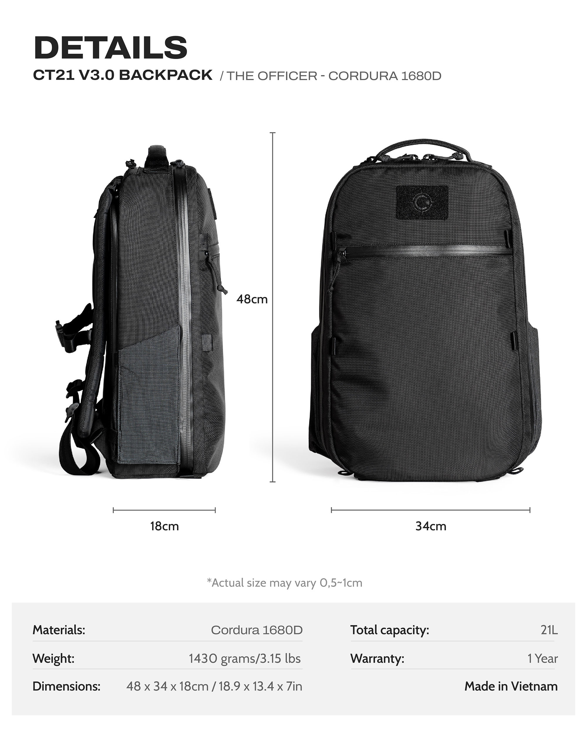 Chuyentactical CT21 V3.0 Backpack - The Officer | Shopee Singapore