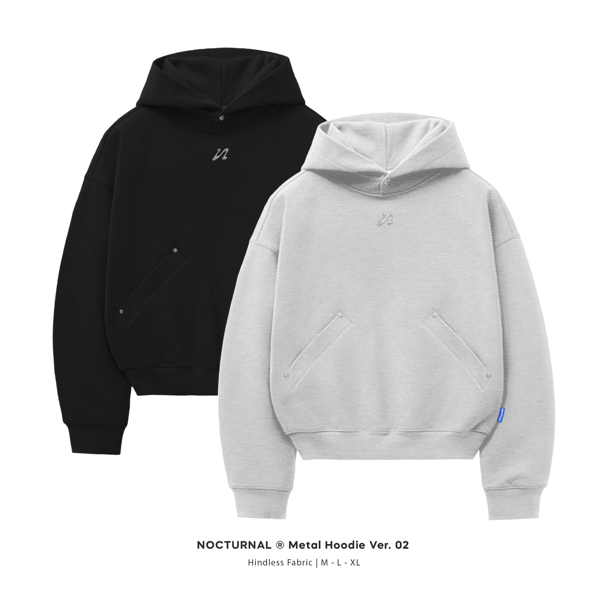 Boxy Form Hooded Hoodie NOCTURNAL Metal Hoodie Unisex Men and Women ...