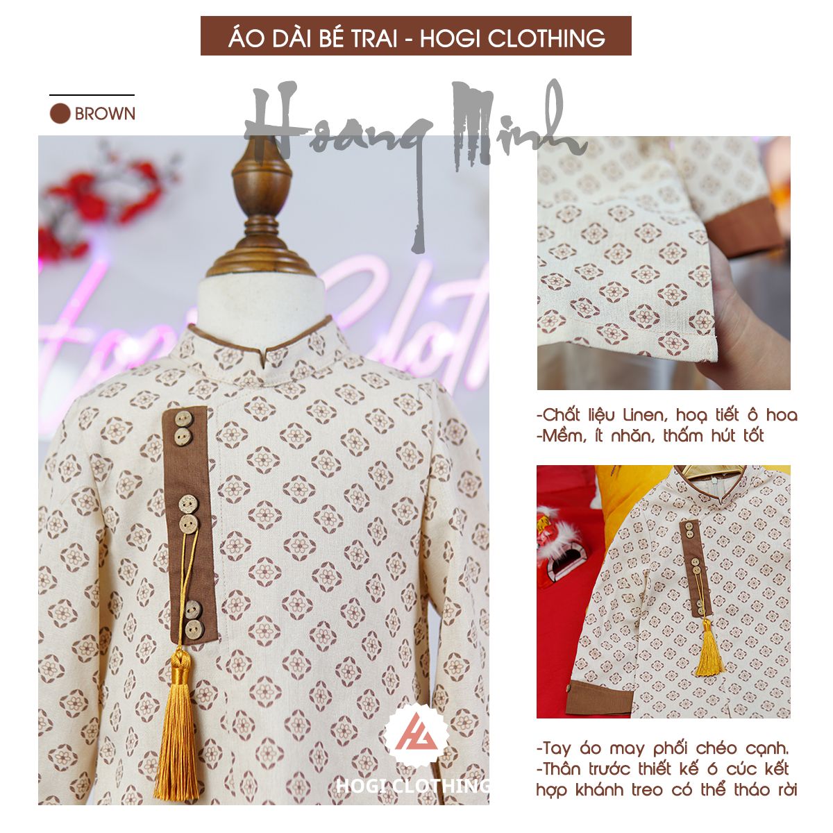 Boys' ao dai CNY, Hoang Minh ao dai model for children CNY 2025 - Hogi ...