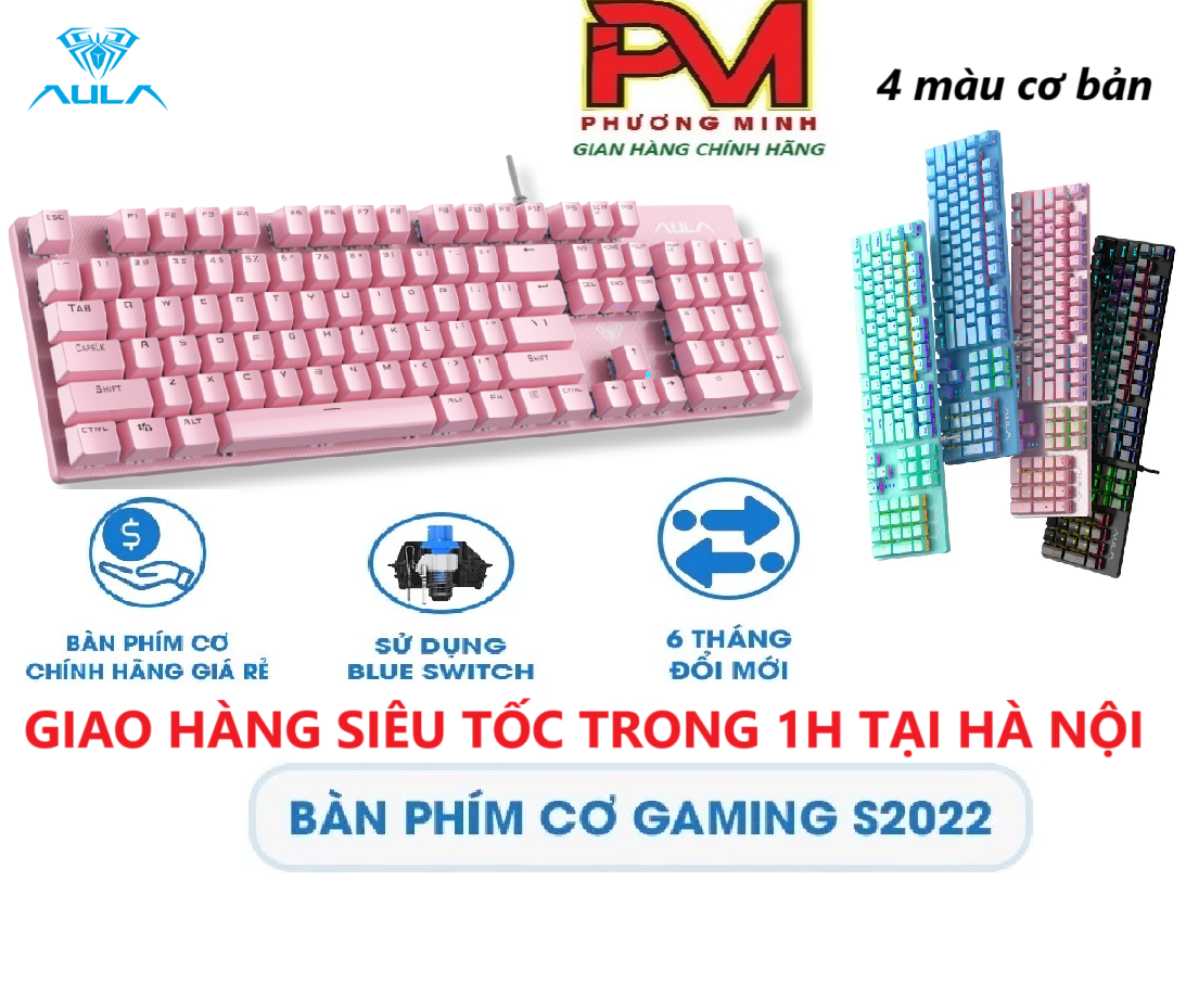 AULA S2022 Wired Mechanical Keyboard Gaming Blue Switch LED with ...