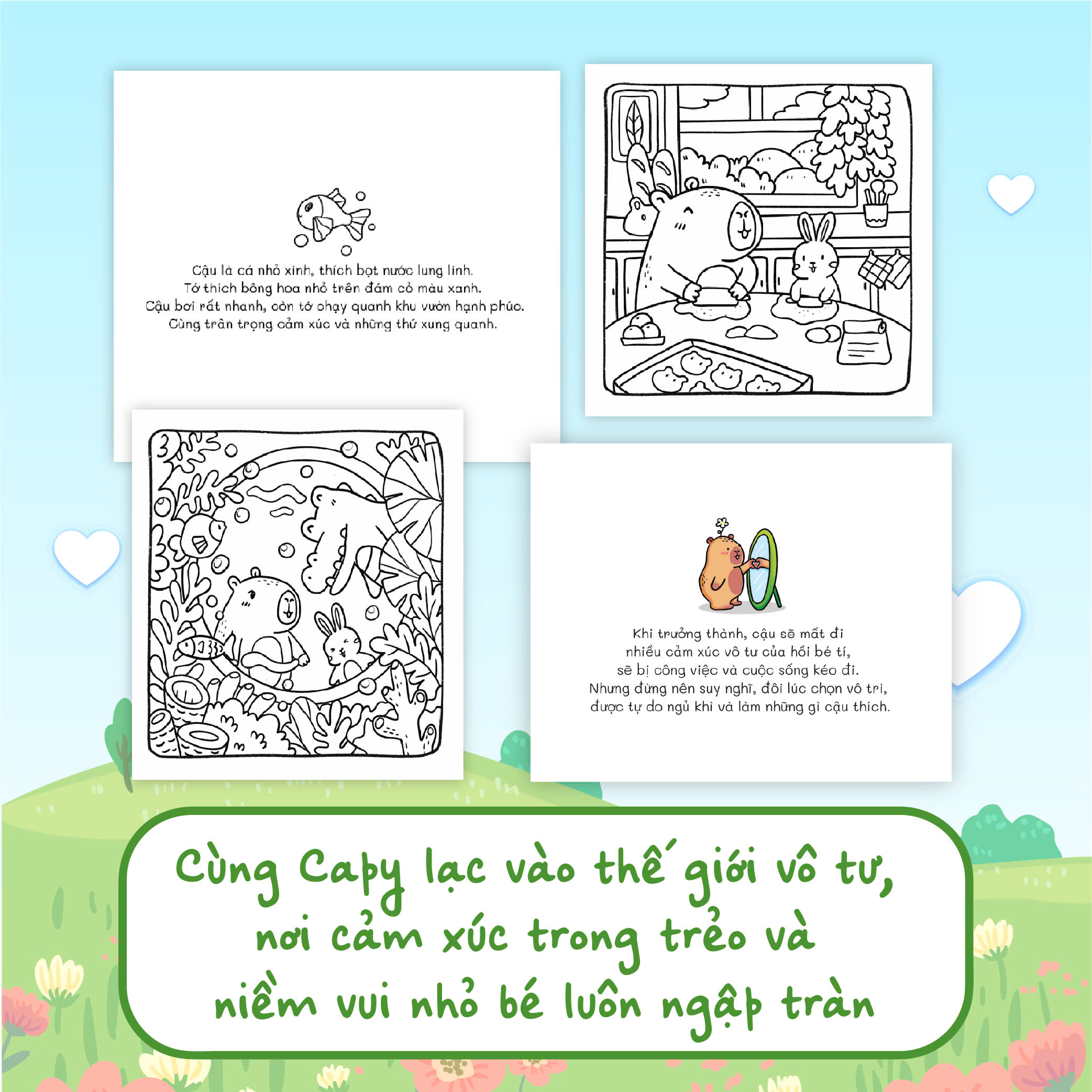 Capybara Coloring Combo Book - Happy House and the Sun Heart (2 Books ...