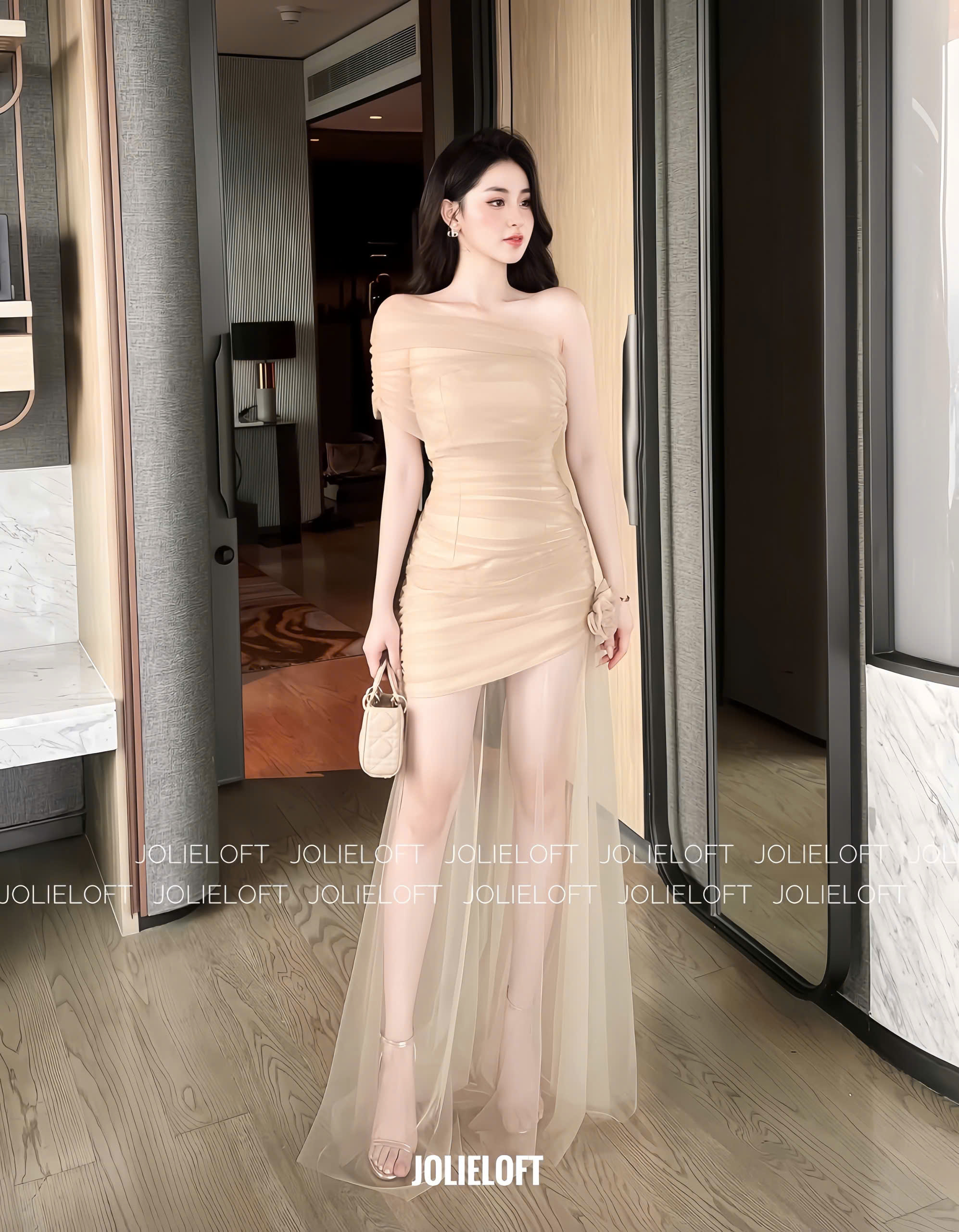 Y22 party bodycon dress, off-the-shoulder mesh dress (can be worn in ...
