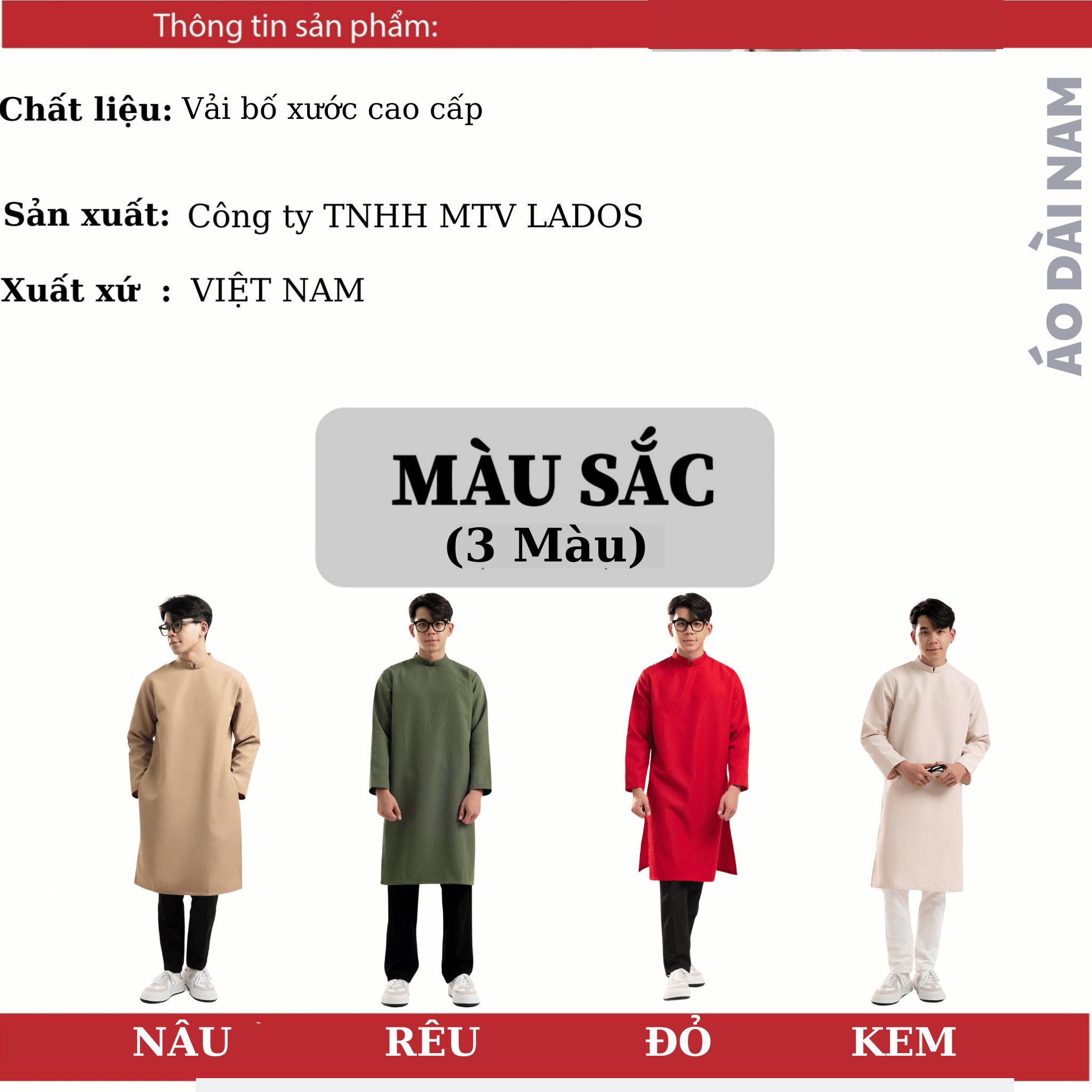 [PANT NOT INCLUDED] LADOS-19194 men's modern ao dai made of high ...