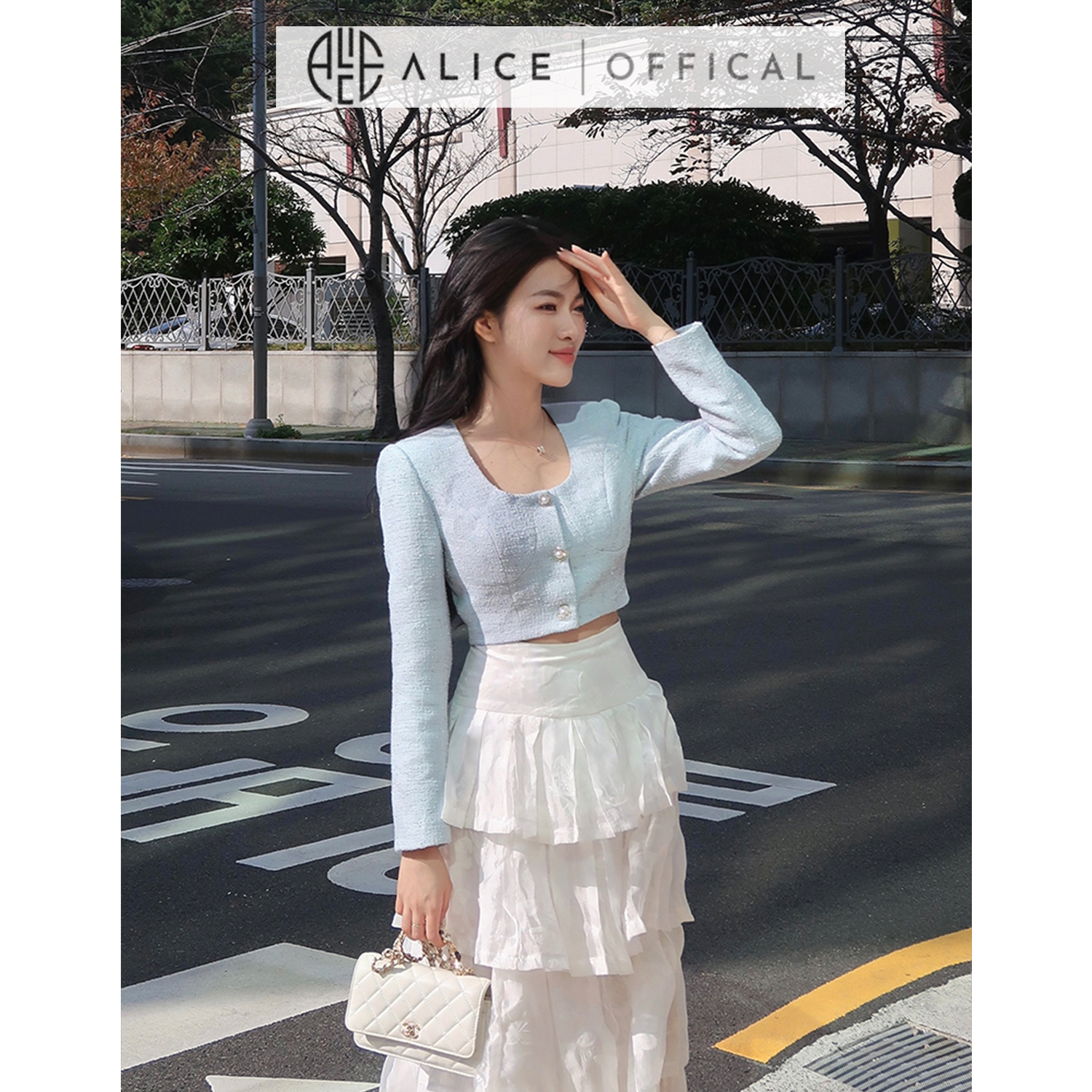 Tweet Evening Gown Set with Alice Silk Skirt, Long Sleeve Crochet Short ...