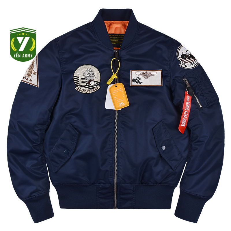 Jacket Pilot Alpha Bomber Men's Quilted Red / Black / Charcoal Blue ...