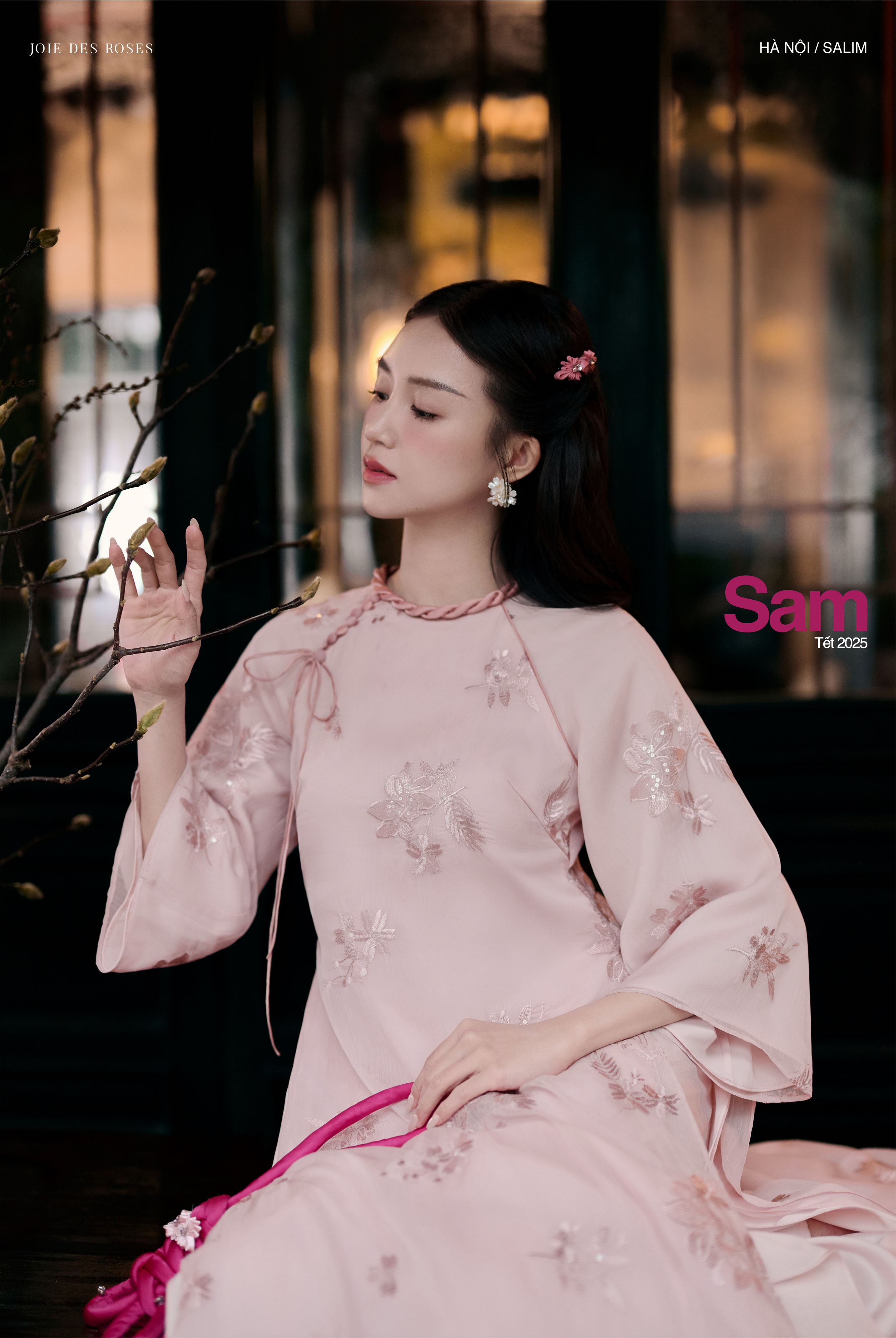 SA JOIE DES ROSES - Twisted round neck ao dai Set embroidered with ...