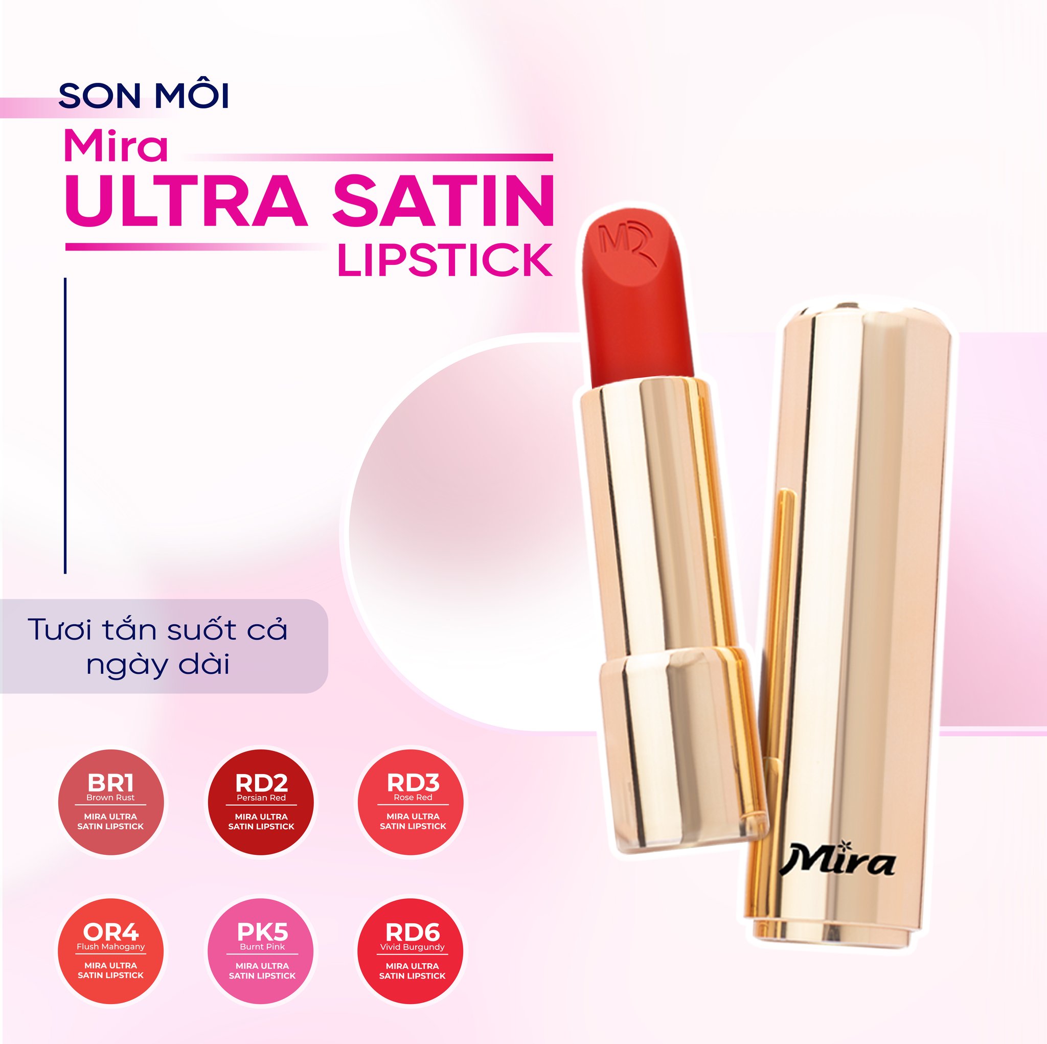 Mira Ultra Satin Lipstick, Moisturizing and Soft Lips 3.6g | Shopee ...