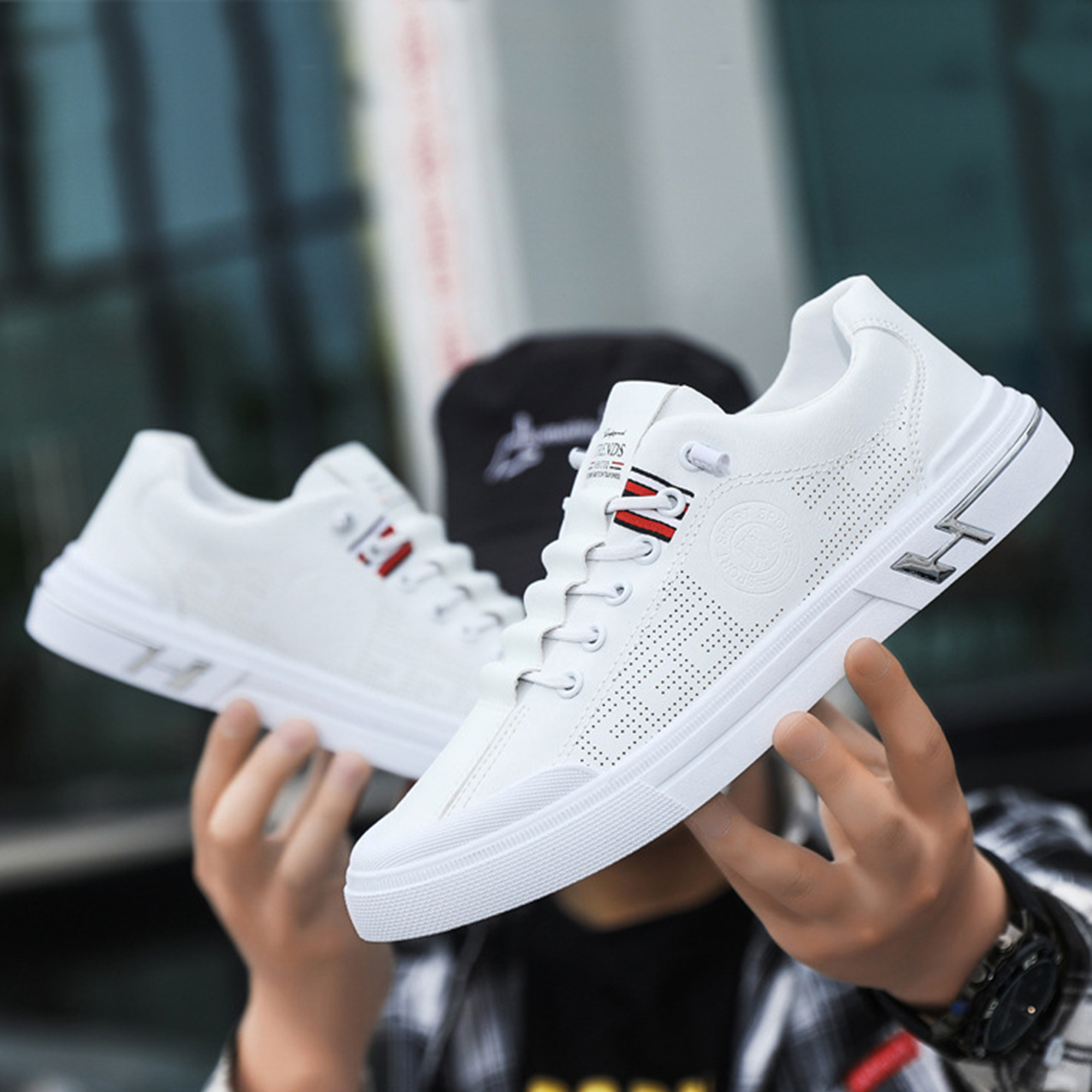 BICTED men's sports shoes, basic men's leather shoes with soft molded ...