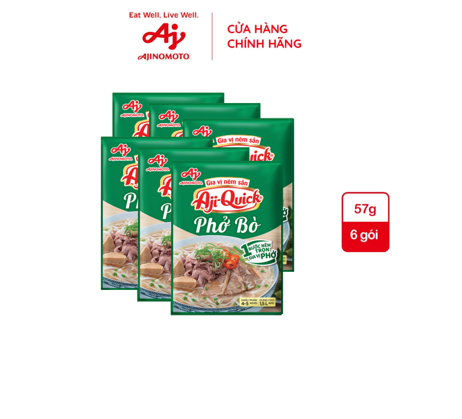 Combo of 6 Aji-Quick Beef Pho Pre-Seasoned Seasoning Packets 57g/Pack ...