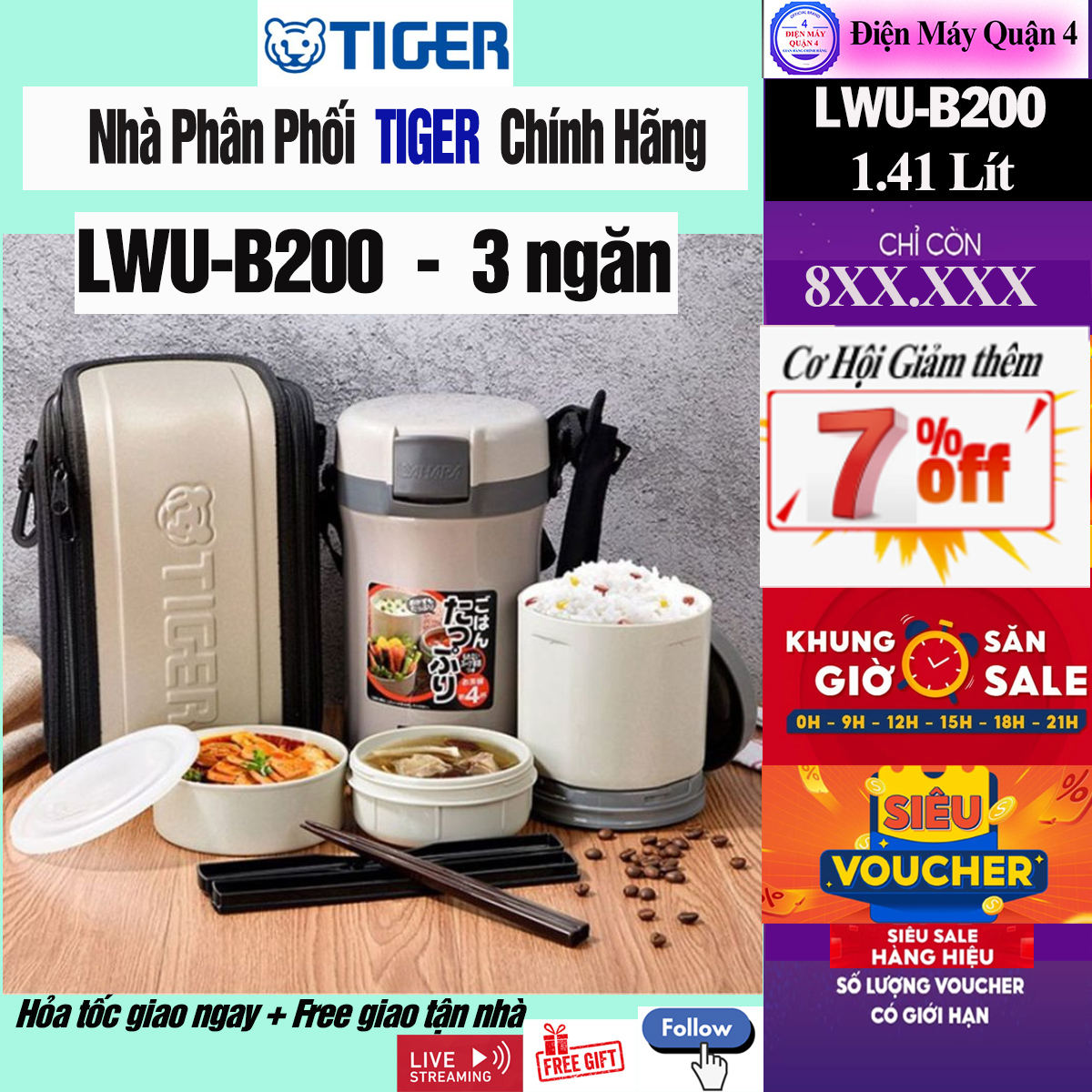 LWU-B200 -- Tiger LWU-B200 1.41L 3-compartment thermos lunch box | Shopee Singapore