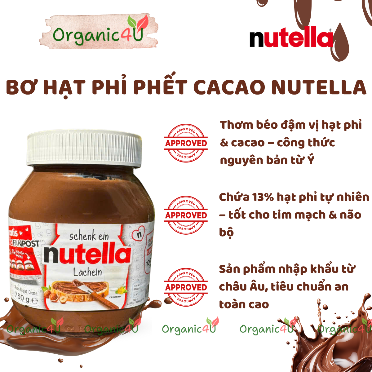 NUTELLA Cocoa Hazelnut Spread 350g 750g Hazelnut Spread Hazelnut Jam ...