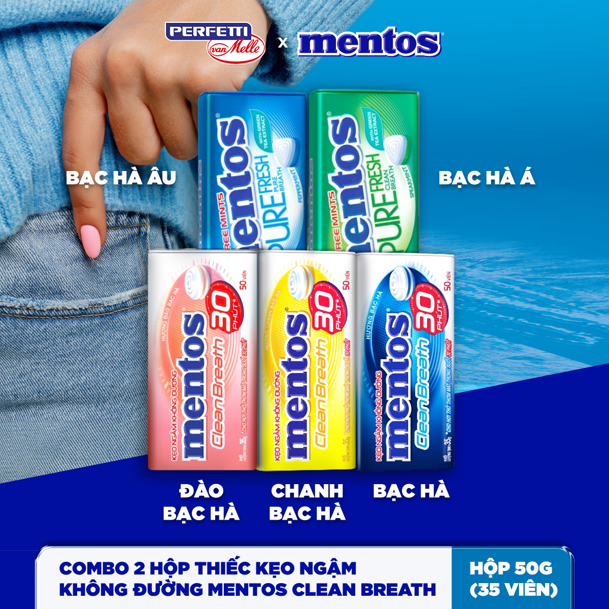 COMBO of 2 tin boxes of Mentos Clean Breath Sugar-Free Lozenges (many ...