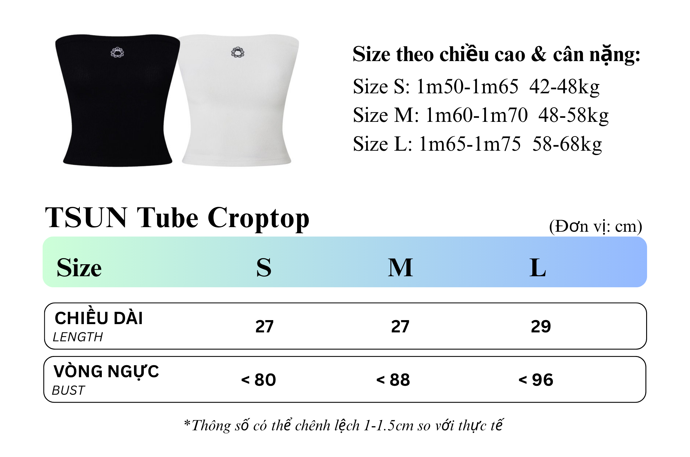 TSUN - Basic Long Strapless Tube Top - Slim Fit Top Without Hem ...