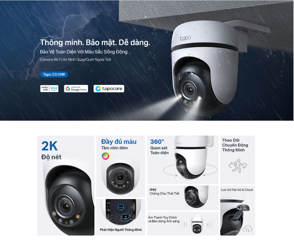 TAPO C510 outdoor WiFi Camera, 2-way conversation resolution, siren ...