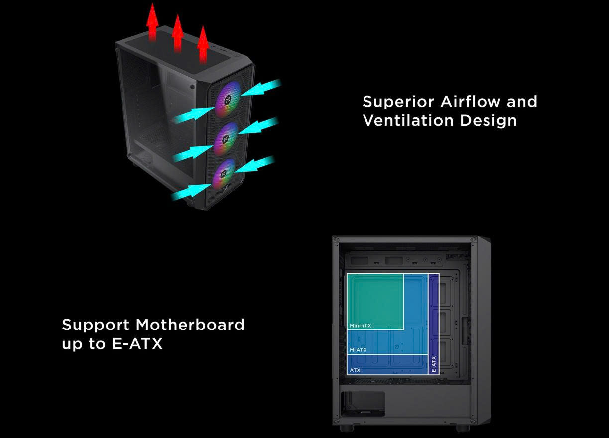 XIGMATEK DUO X 3F Computer Case (Includes 3 Fans / Main Support E-ATX ...