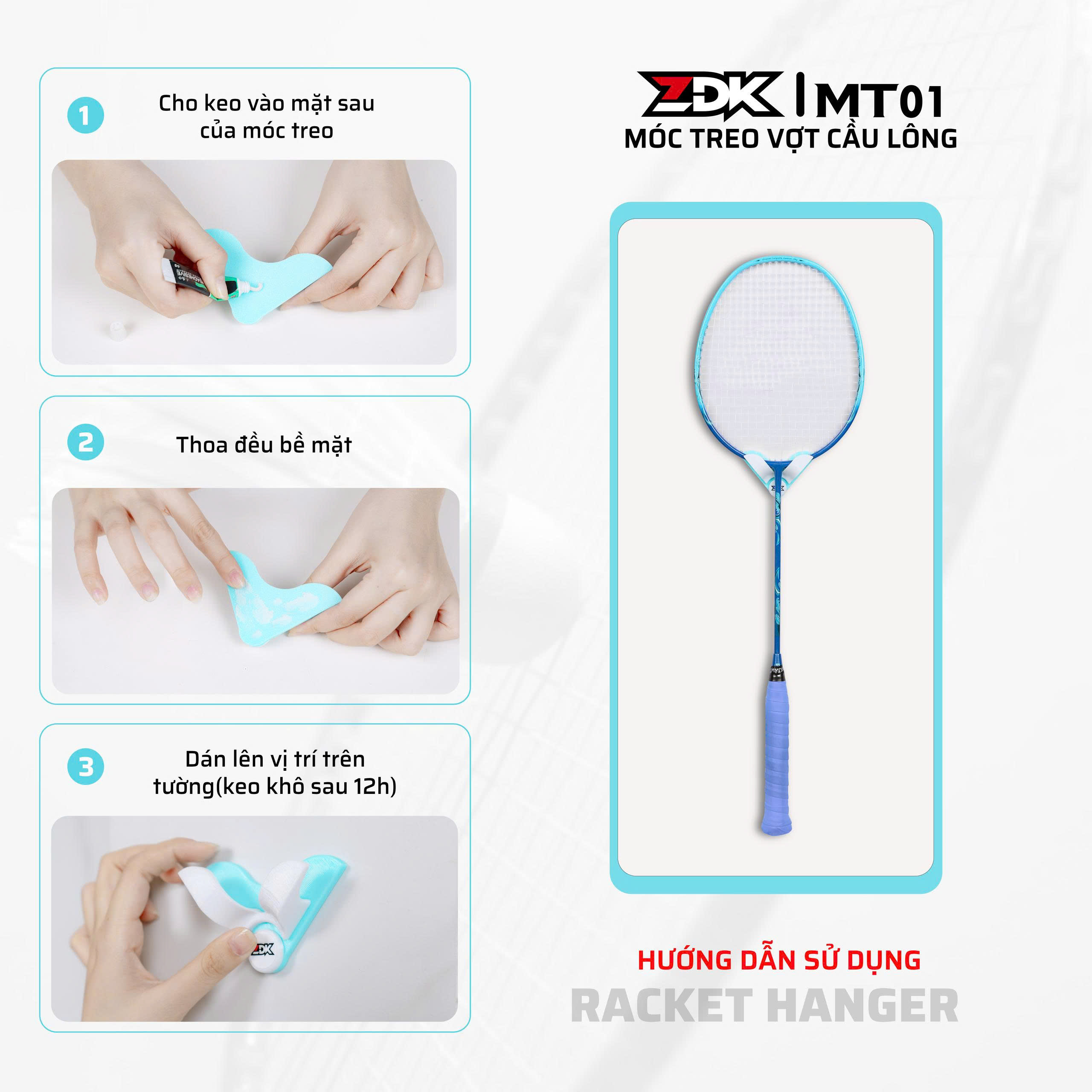 Wall mount, Badminton racket mount, ZDK MT01 badminton racket hanger ...