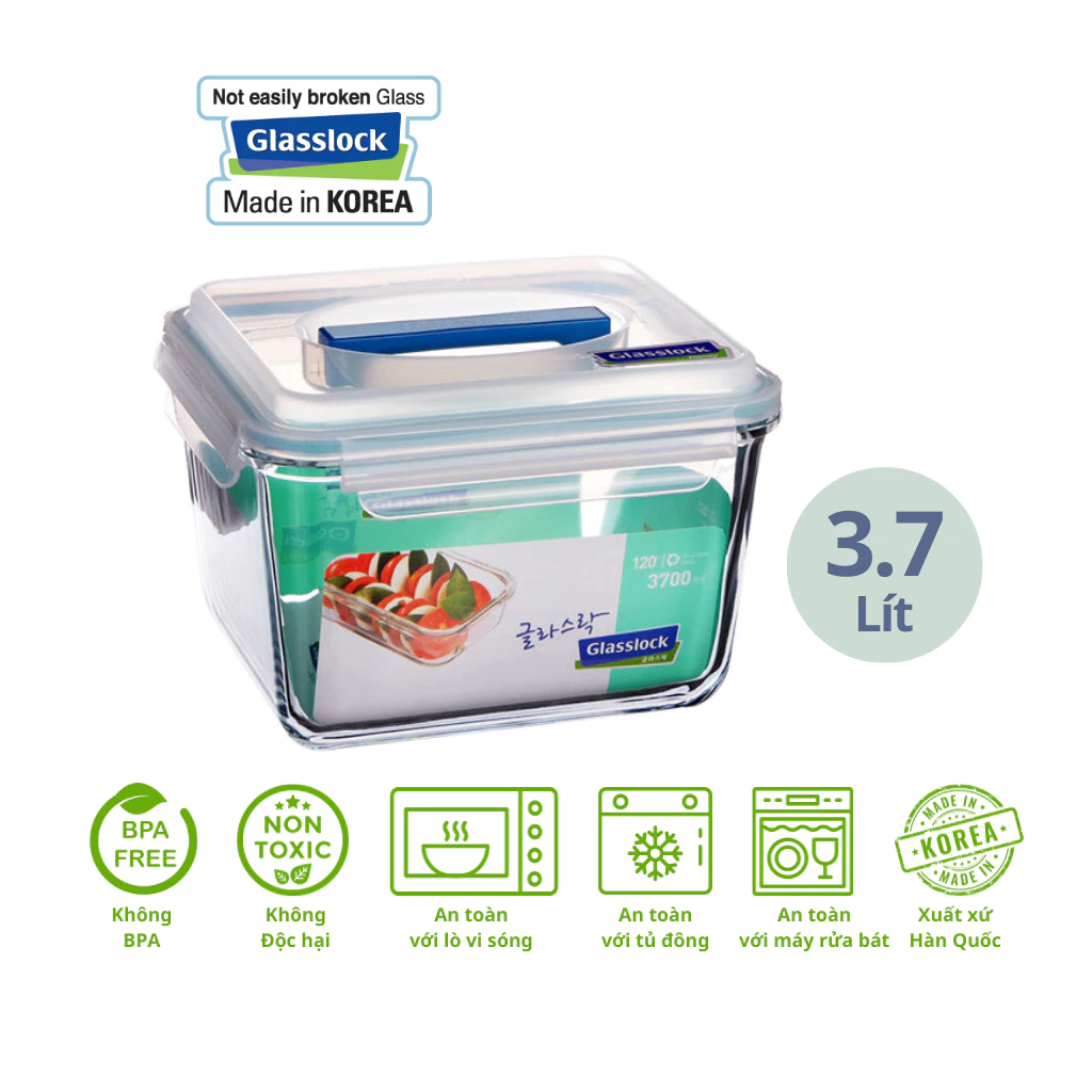 Glasslock MHRB370 3700ml glass box with Korean handle - Larva Store ...