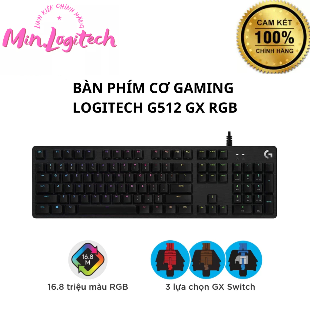 Logitech G512 GX RGB mechanical gaming keyboard - 3 types of GX Switch ...