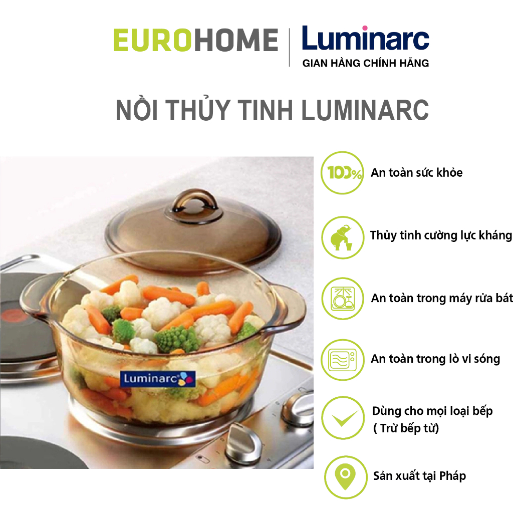 Luminarc Amberline 1L - C6317 Glass Pot, No Induction Hob, Made In ...