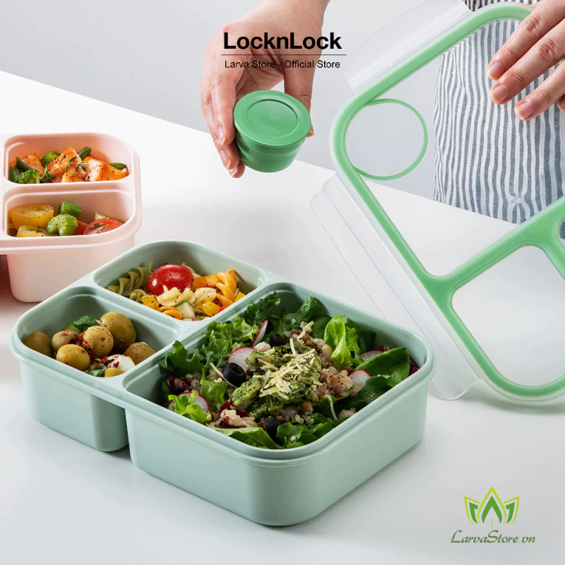 Locknlock TOGO Plastic Lunch Box 3 Compartments 980ml HPL781 | Shopee ...