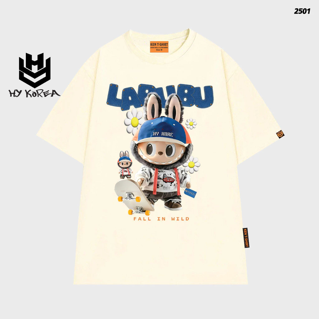 LABUBU T-shirt HY KOREA Labubu bear skateboarding 2501 loose sleeve ...