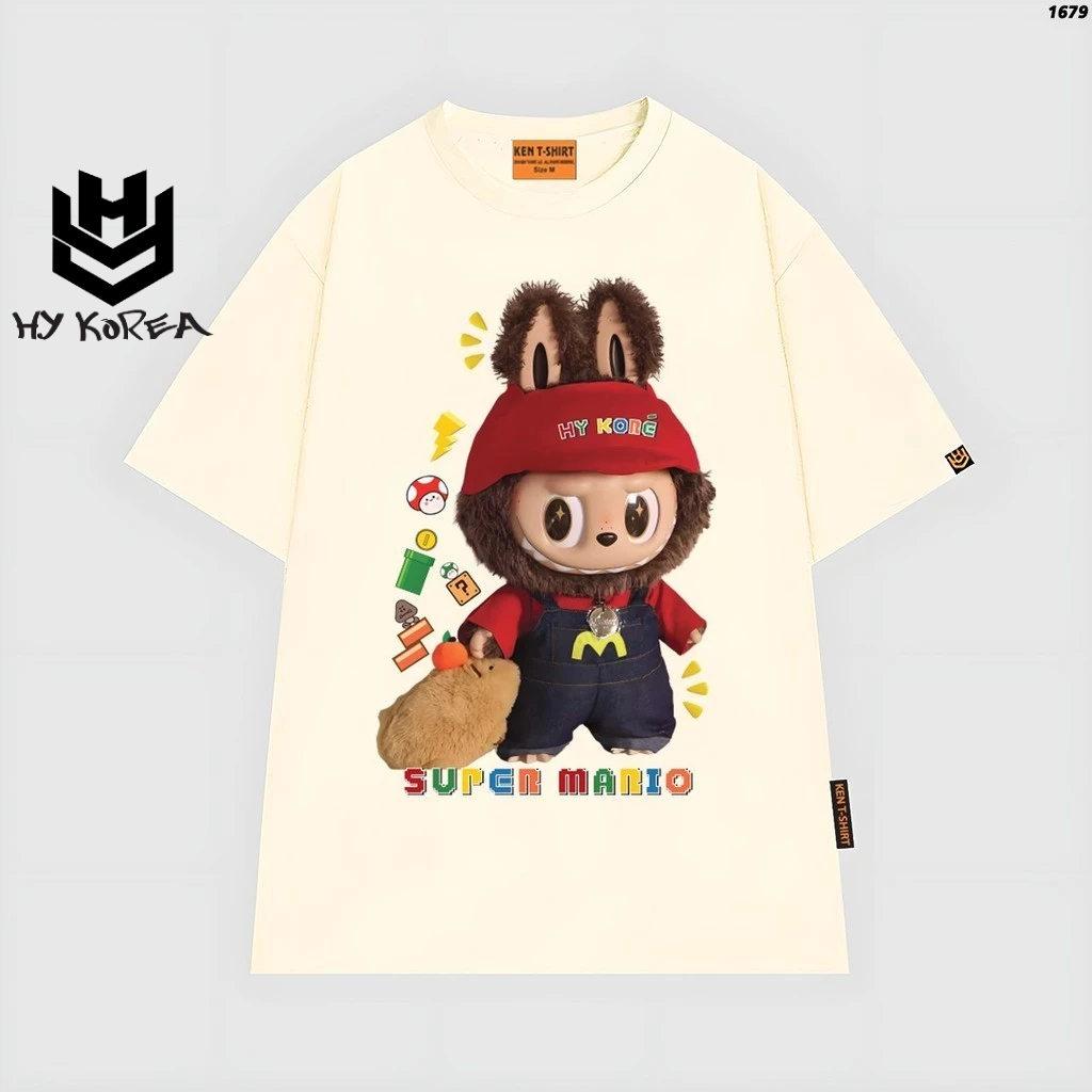 HY KOREA Labubu Super Mario 1679 t-shirt, 75 cotton long sleeve, loose ...