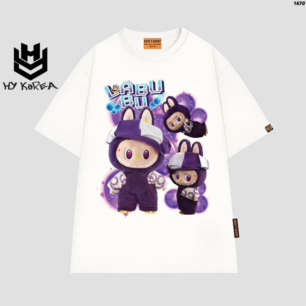 LABUBU T-shirt HY KOREA Labubu Bear Purple Planet 1670, loose sleeve ...