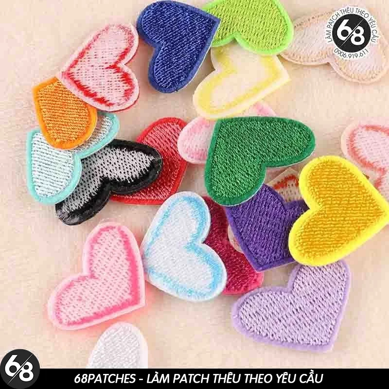 Heat ironing Sticker embroidered with colorful small heart-shaped logo ...